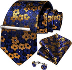 Blue Gold Black Silk Necktie Set-DBG1428 | Toramon Necktie Company ...