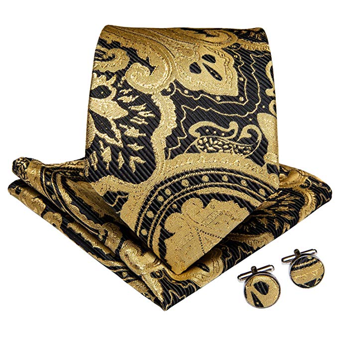Gold and Black Paisley Necktie Set-DBG443 | Toramon Necktie Company ...