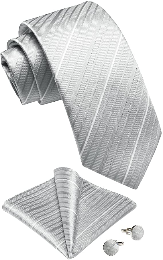 Silver White Necktie Set-DBG819 | Toramon Necktie Company | Men’s ...