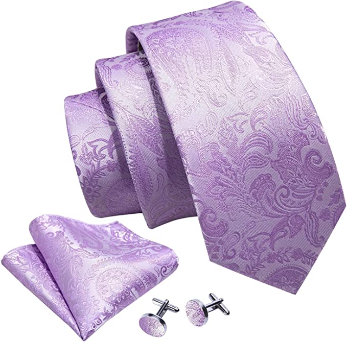 Lilac Paisley Wedding Necktie Set-LBW1184 | Toramon Necktie Company ...