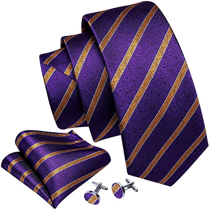 Purple and Gold Silk Necktie Set-LBW670 | Toramon Necktie Company | Men ...