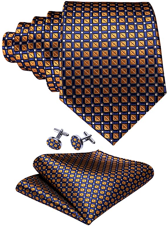 Gold and Navy Blue Necktie Set LBW707 | Toramon Necktie Company | Men’s ...
