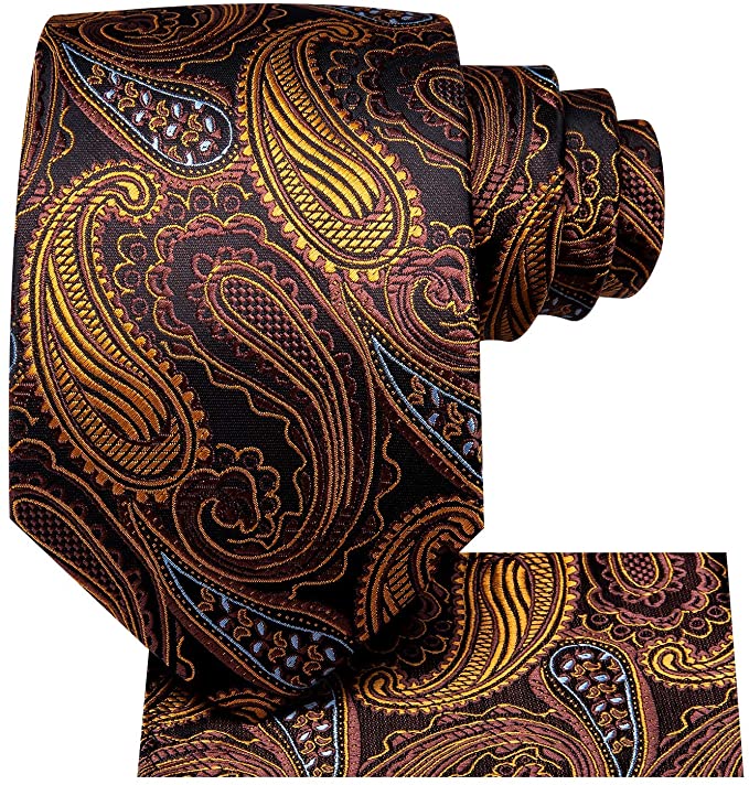 Brown Gold and Blue Paisley Tie Set-LBWH654 | Toramon Necktie Company ...